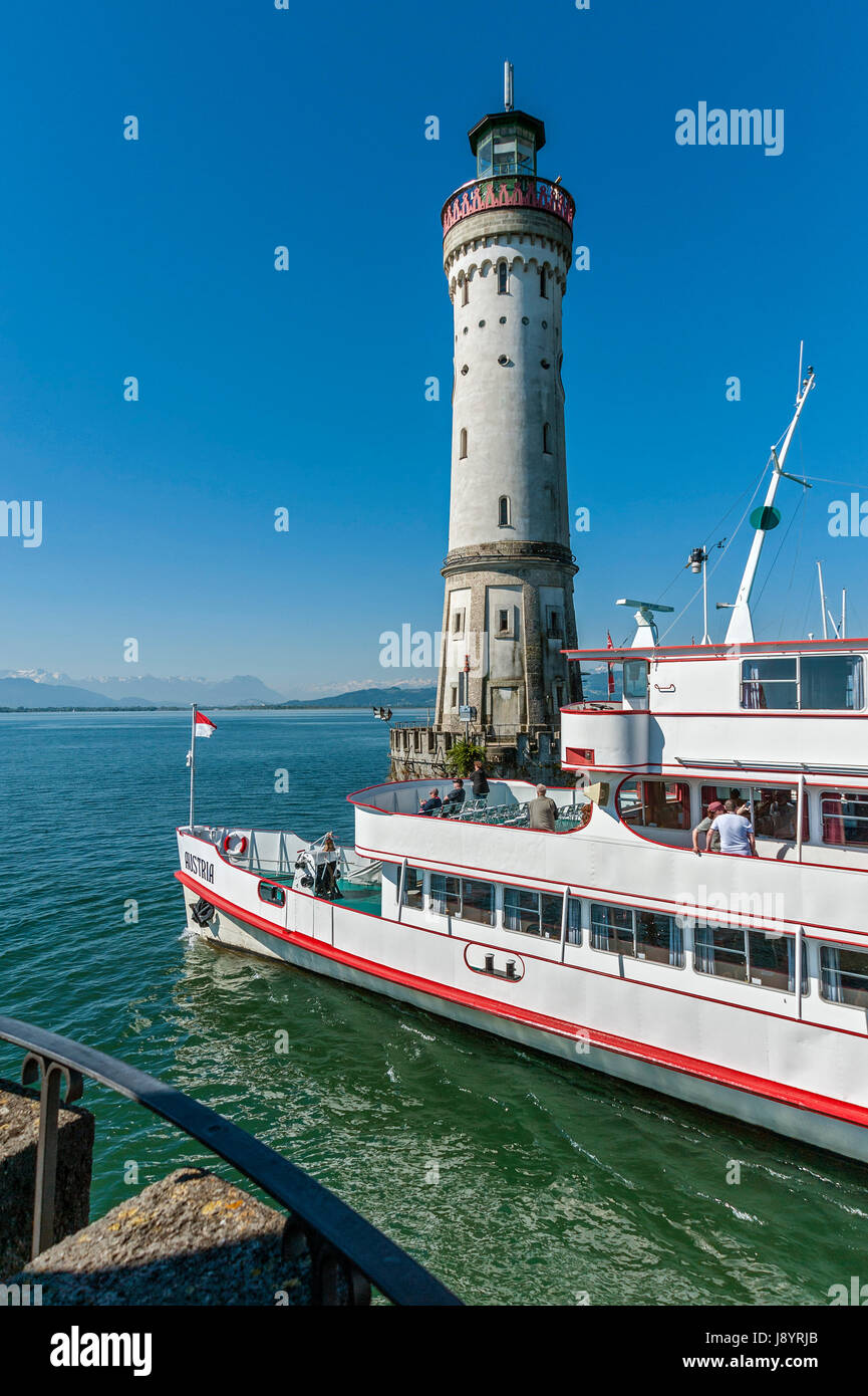 MS Austria is leaving Lindau Harbour, Bodensee, Germany, Europe Stock ...