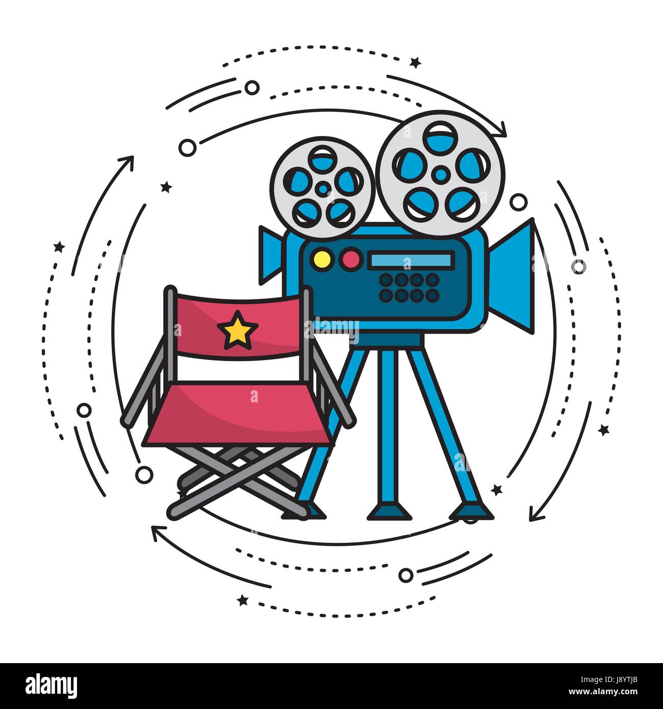 movie camera with reel scene and director seat Stock Vector Image & Art - Alamy