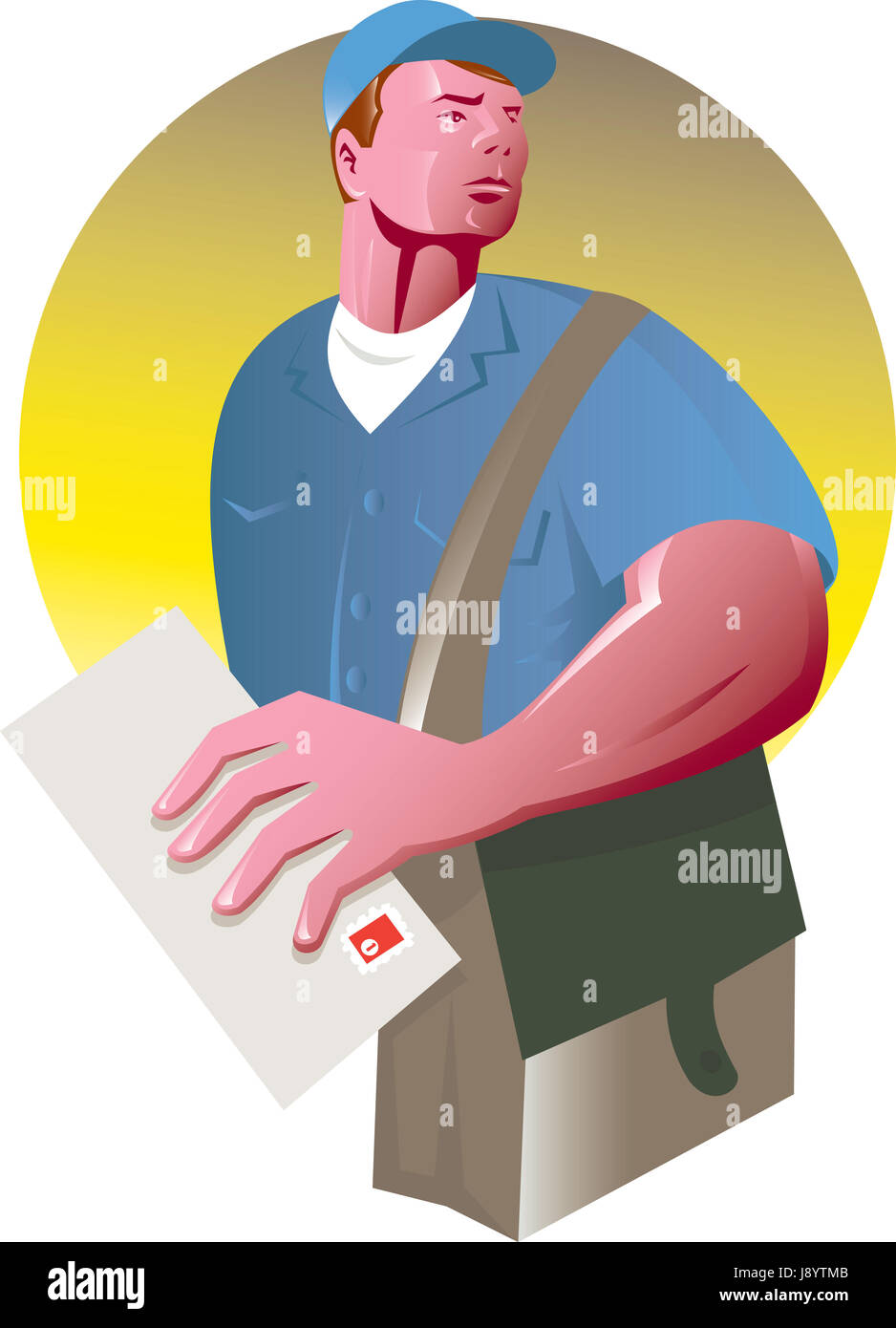 isolated, male, masculine, illustration, mail, post, envelope, postman ...