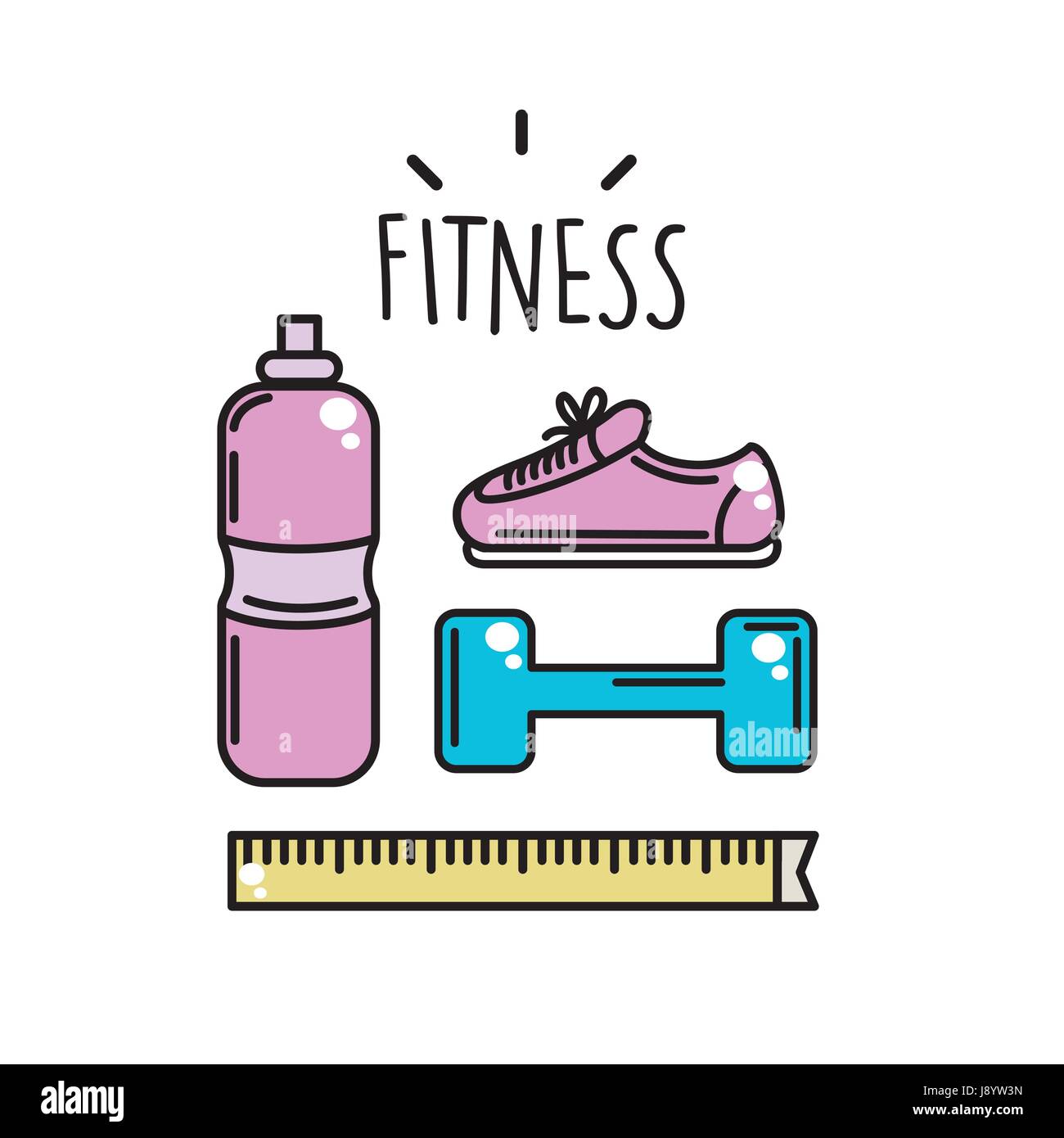 healthy lifestyle tools icons to practice exercise Stock Vector Image ...