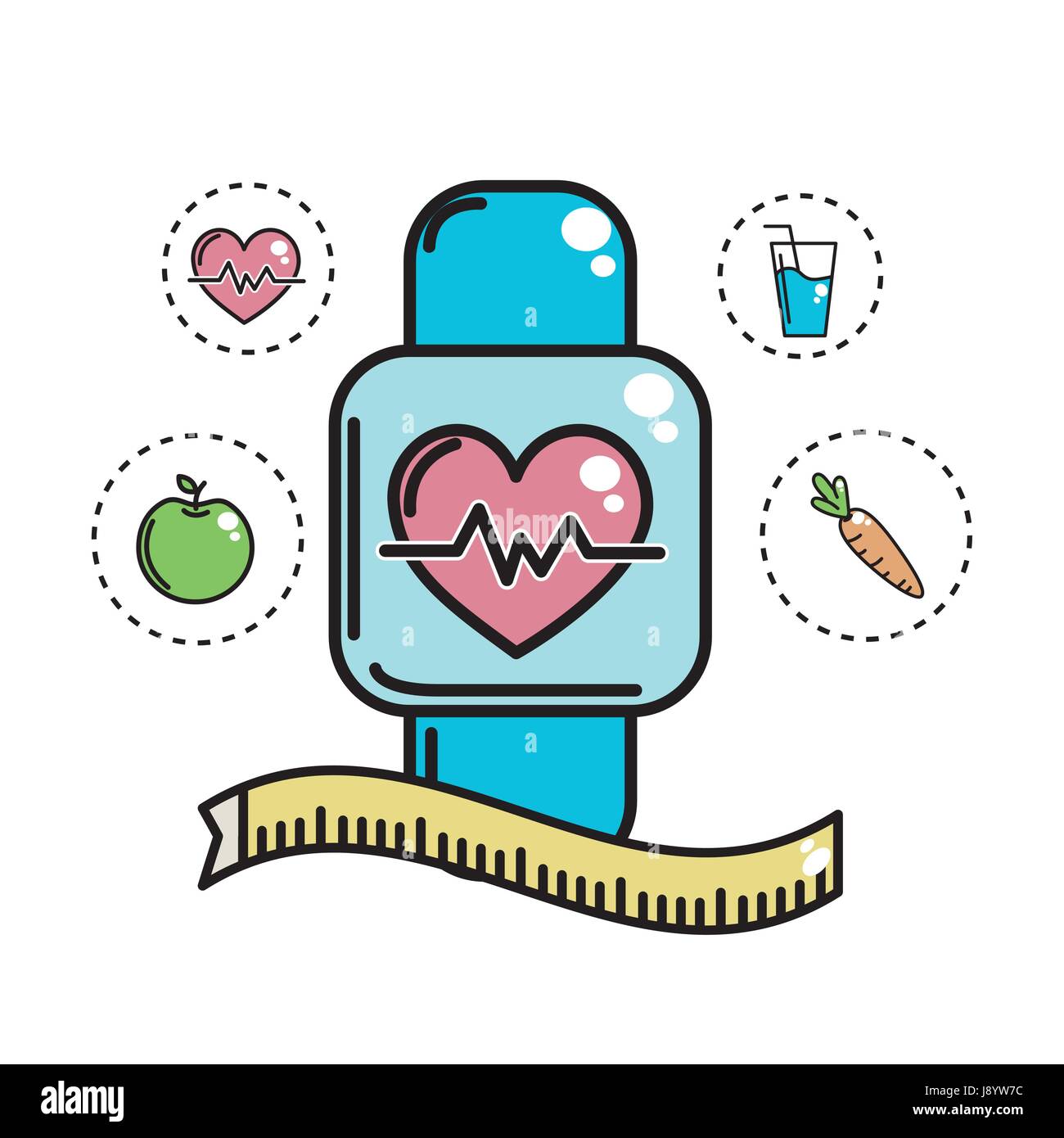 smartwatch with heartbeat with healthy icons Stock Vector Image & Art ...