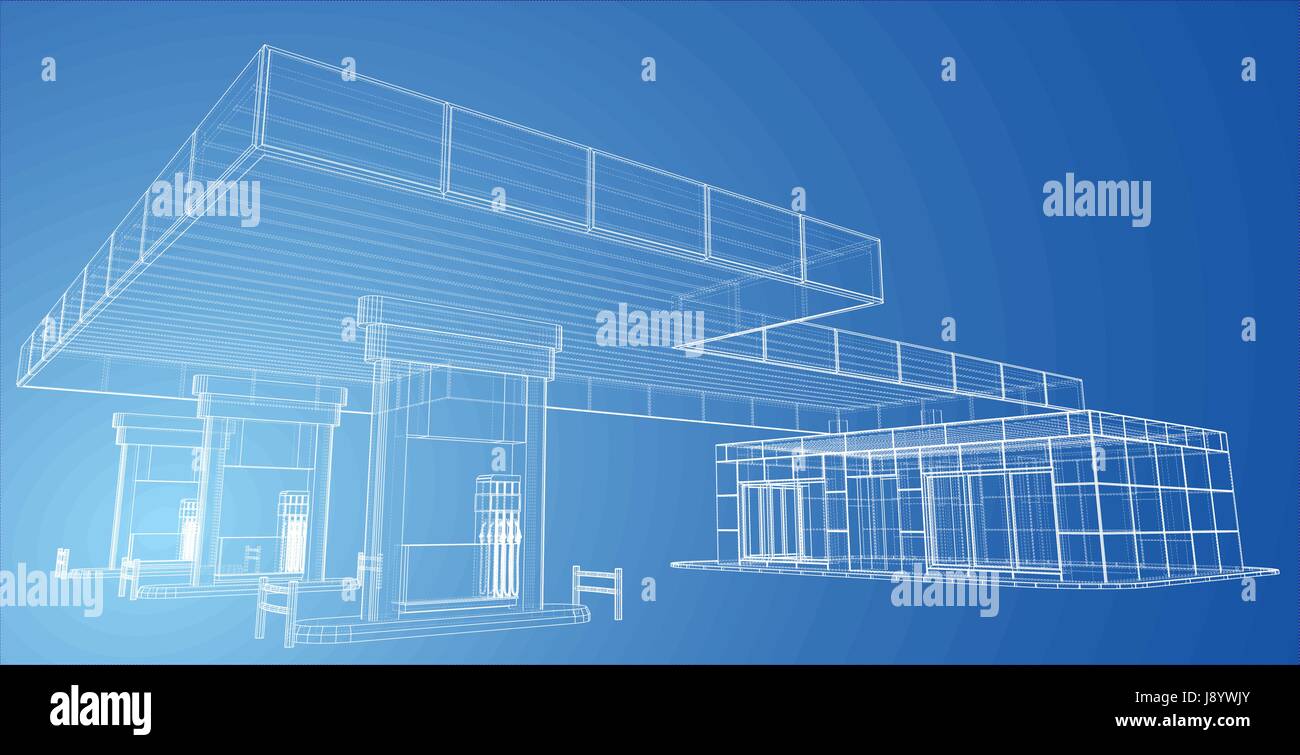 Gas Station. Wire frame vector illustration Stock Vector Image & Art ...