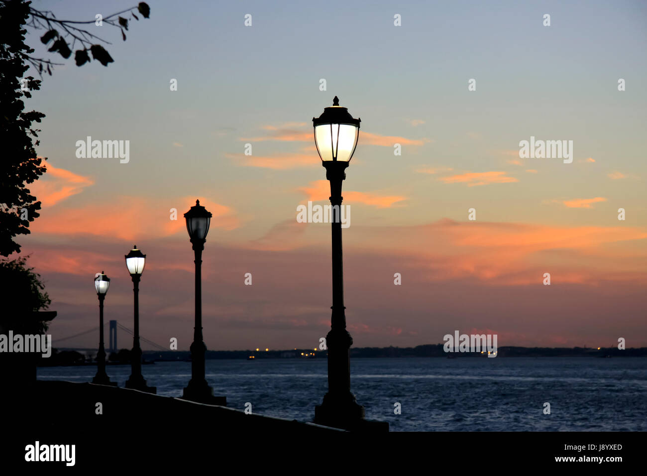 america, coast, lantern, promenade, lighting, illumination, horizon ...