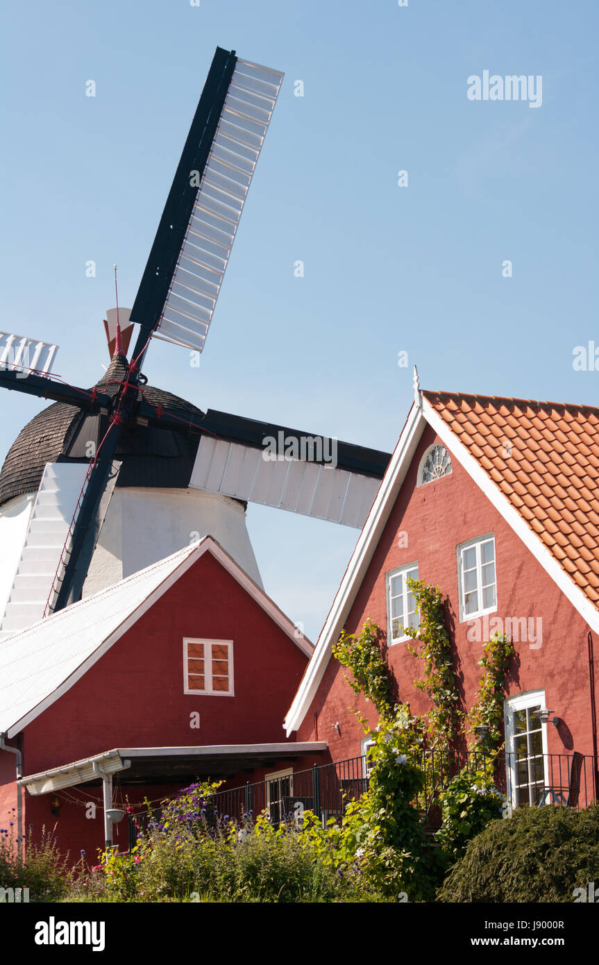 historical, denmark, windmill, mill, old, house, building, historical ...