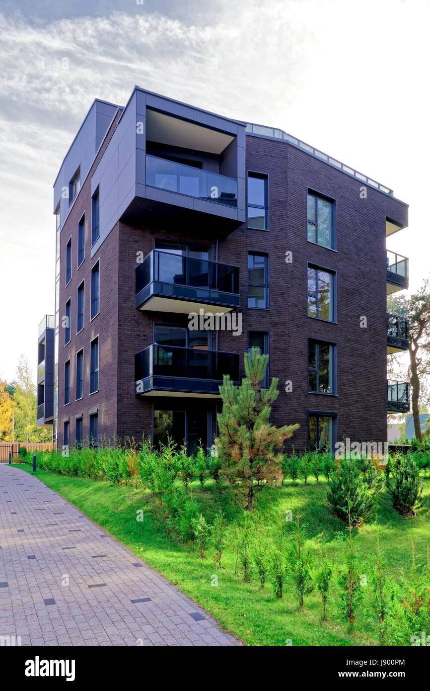 Modern architectural residential building. And outdoor facilities Stock ...