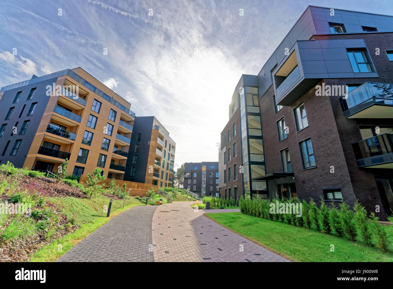 Modern architectural complex of apartment residential buildings quarter ...