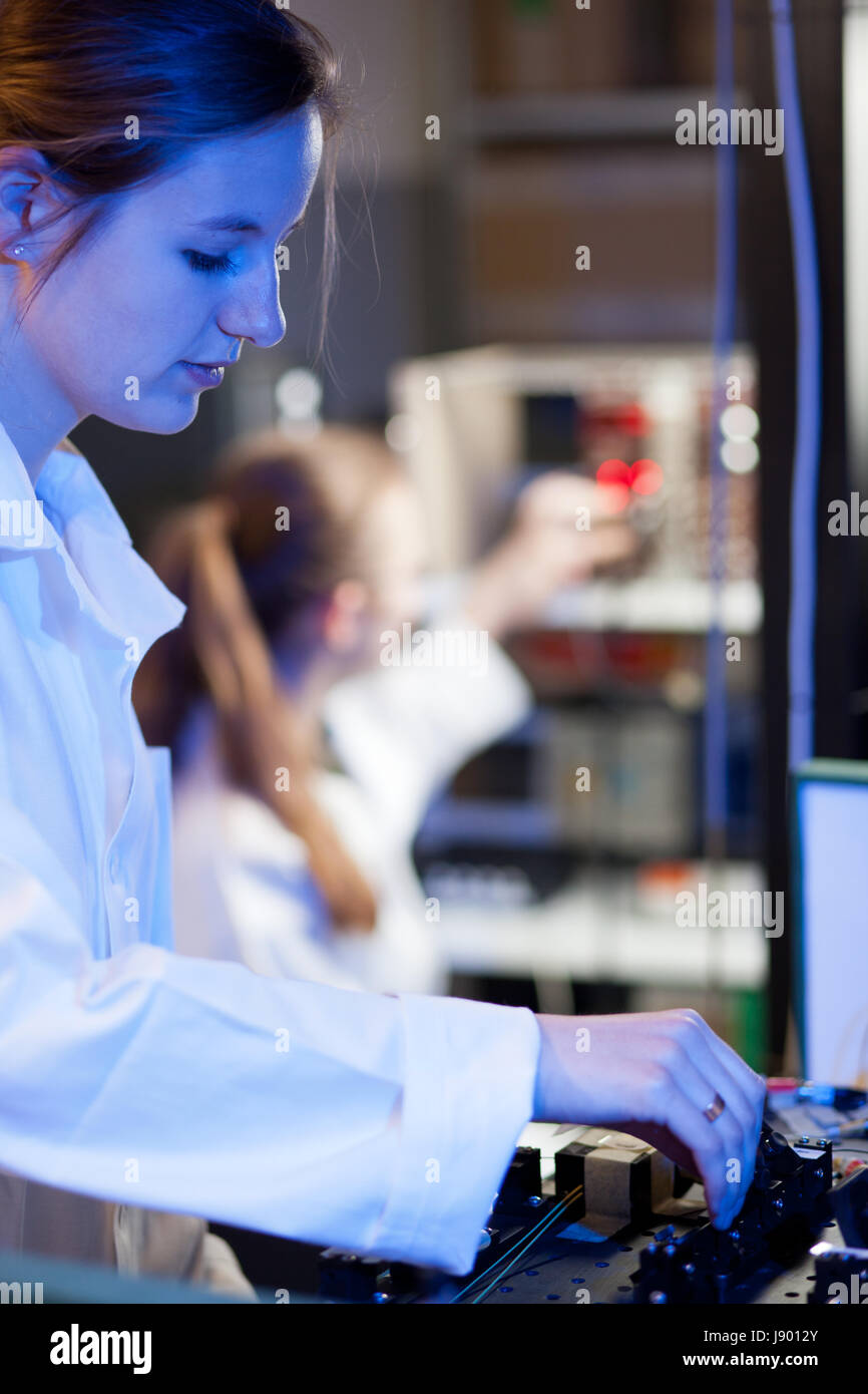 female, beam, laser, lasers, laboratory, quantum, optics, light, study ...