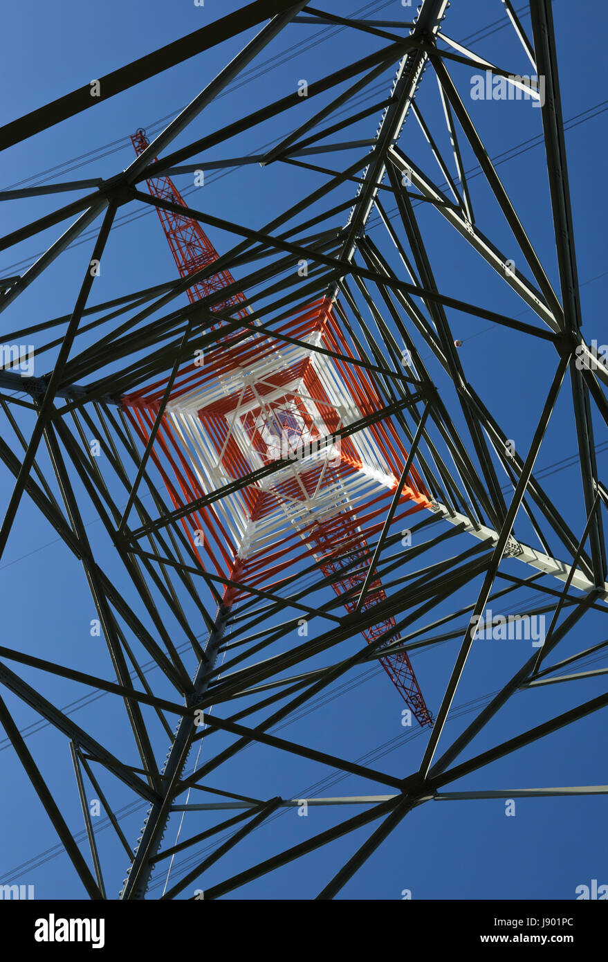 electricity pylon seen from below Stock Photo - Alamy