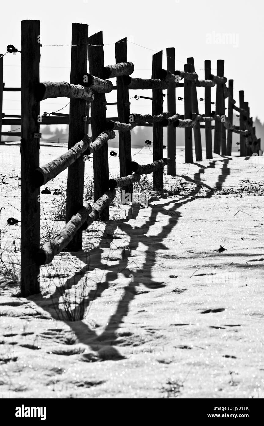 horizon, winter, width, fence, fence in, fencing, infinite, idyll ...