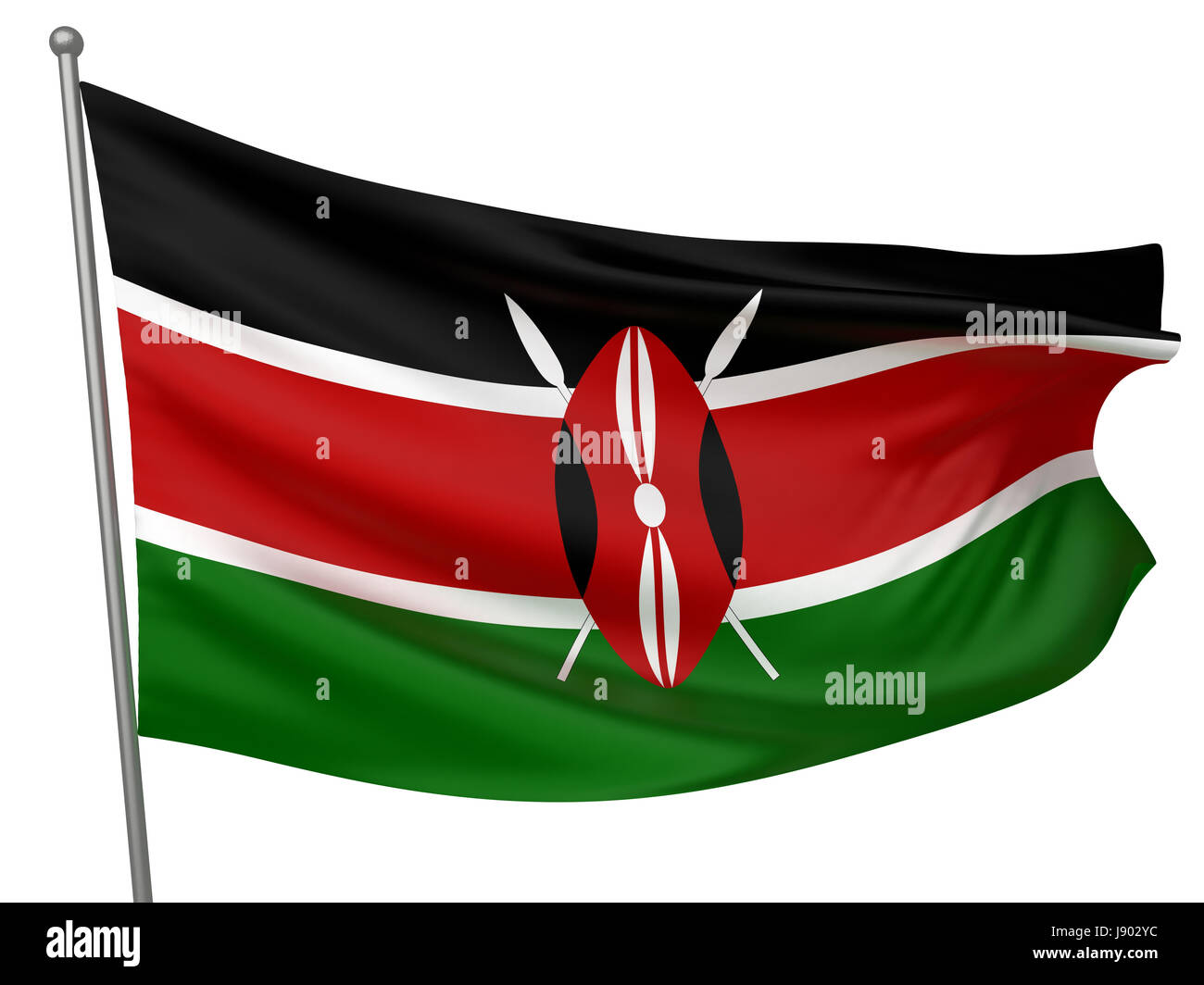 isolated, symbolic, colour, emblem, kenya, illustration, flag, banner ...