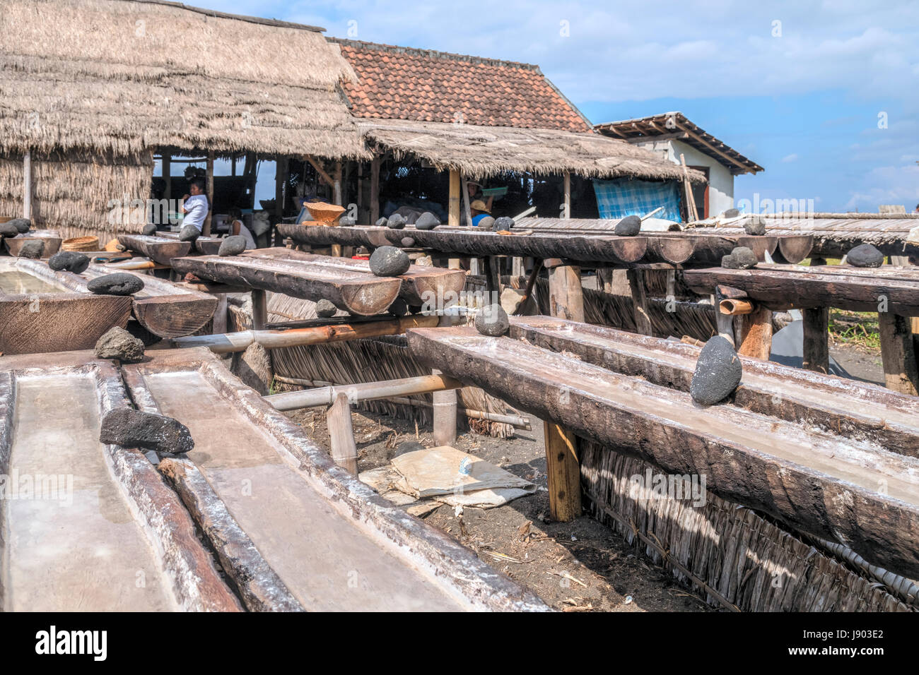 traditional salt making, Pantai Belatung, Bali, Indonesia, Asia Stock ...