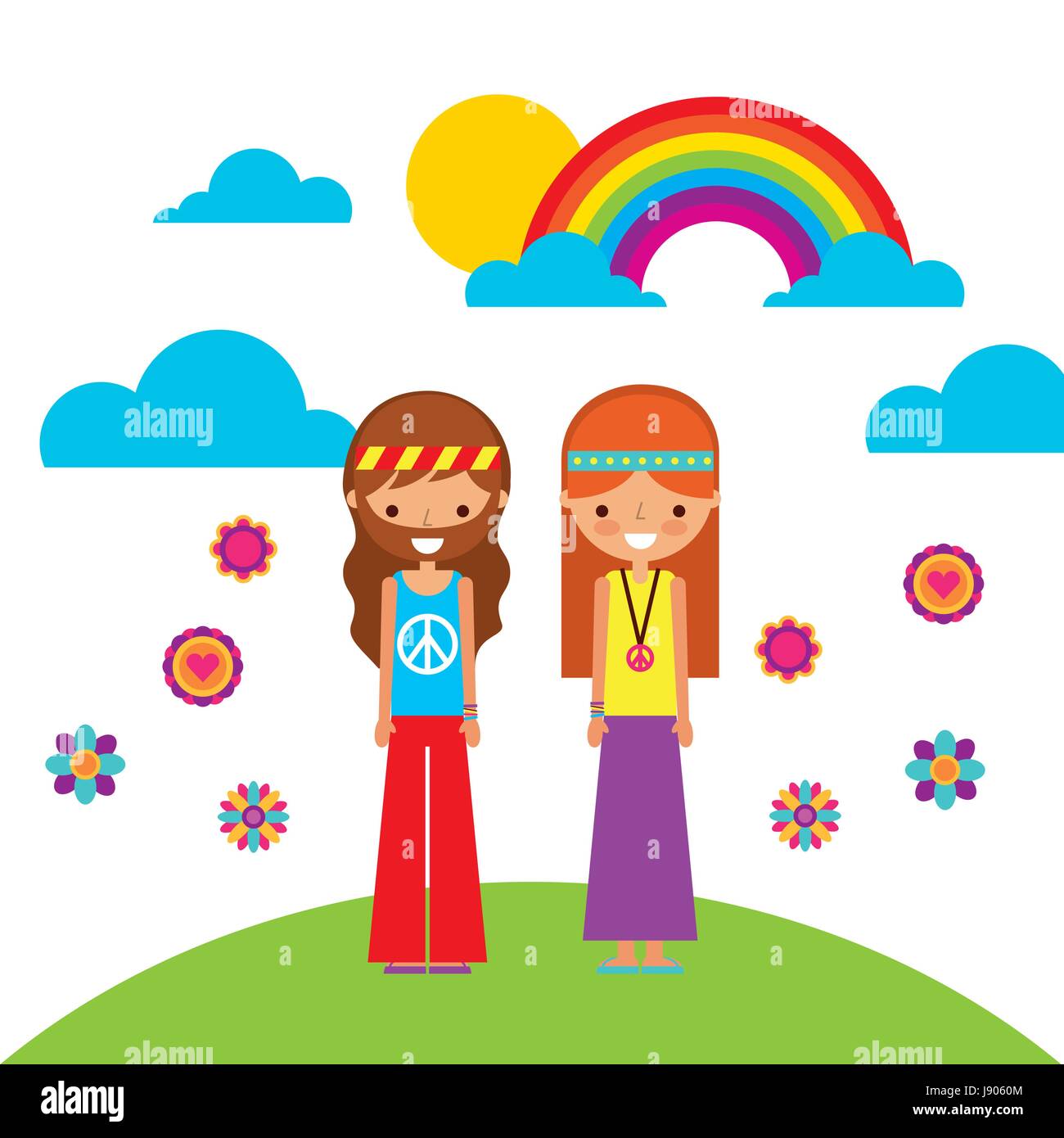 hippies scenery cartoon Stock Vector Image & Art - Alamy