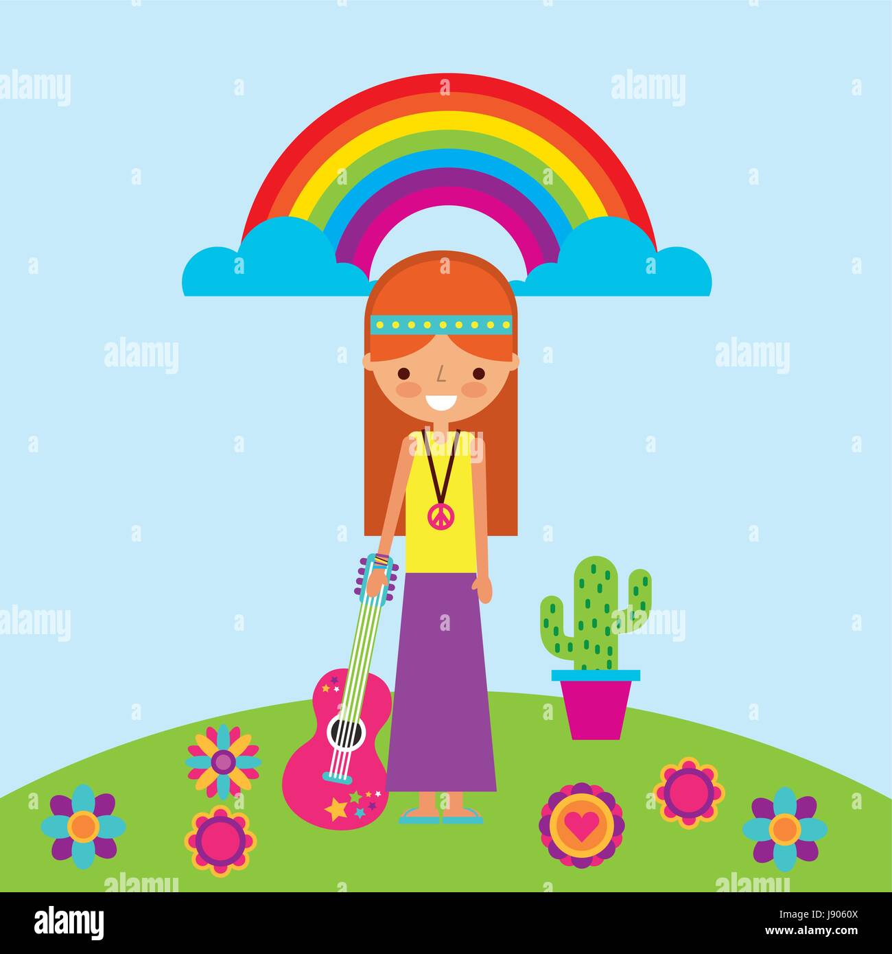 hippie scenery cartoon Stock Vector Image & Art - Alamy