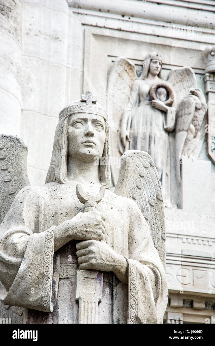 Detail photo of statues in mausoleum of The Andrassy family near castle ...