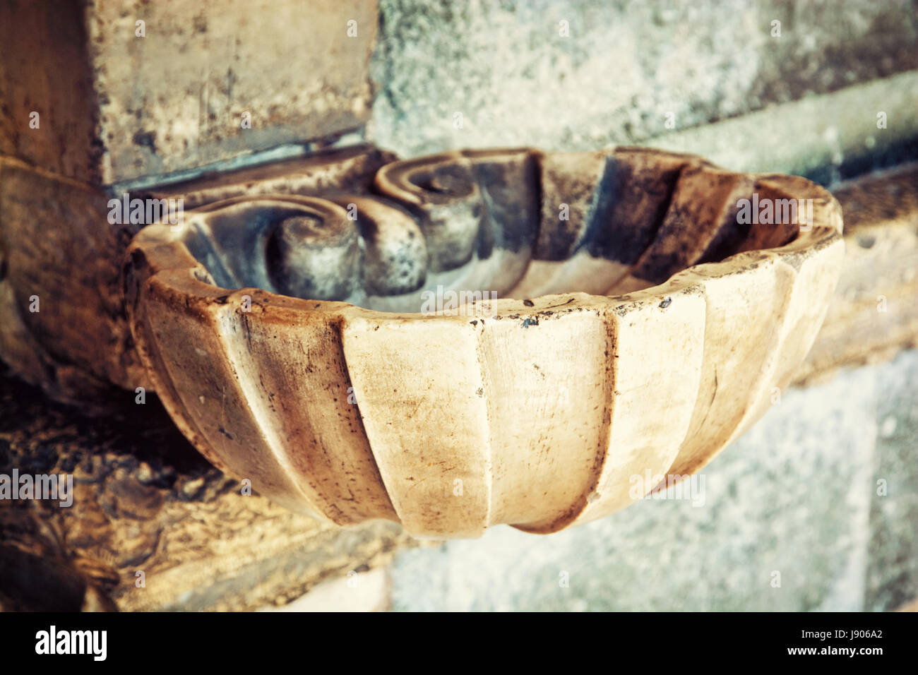 Holy water font. Religious symbol. Photo filter Stock Photo - Alamy
