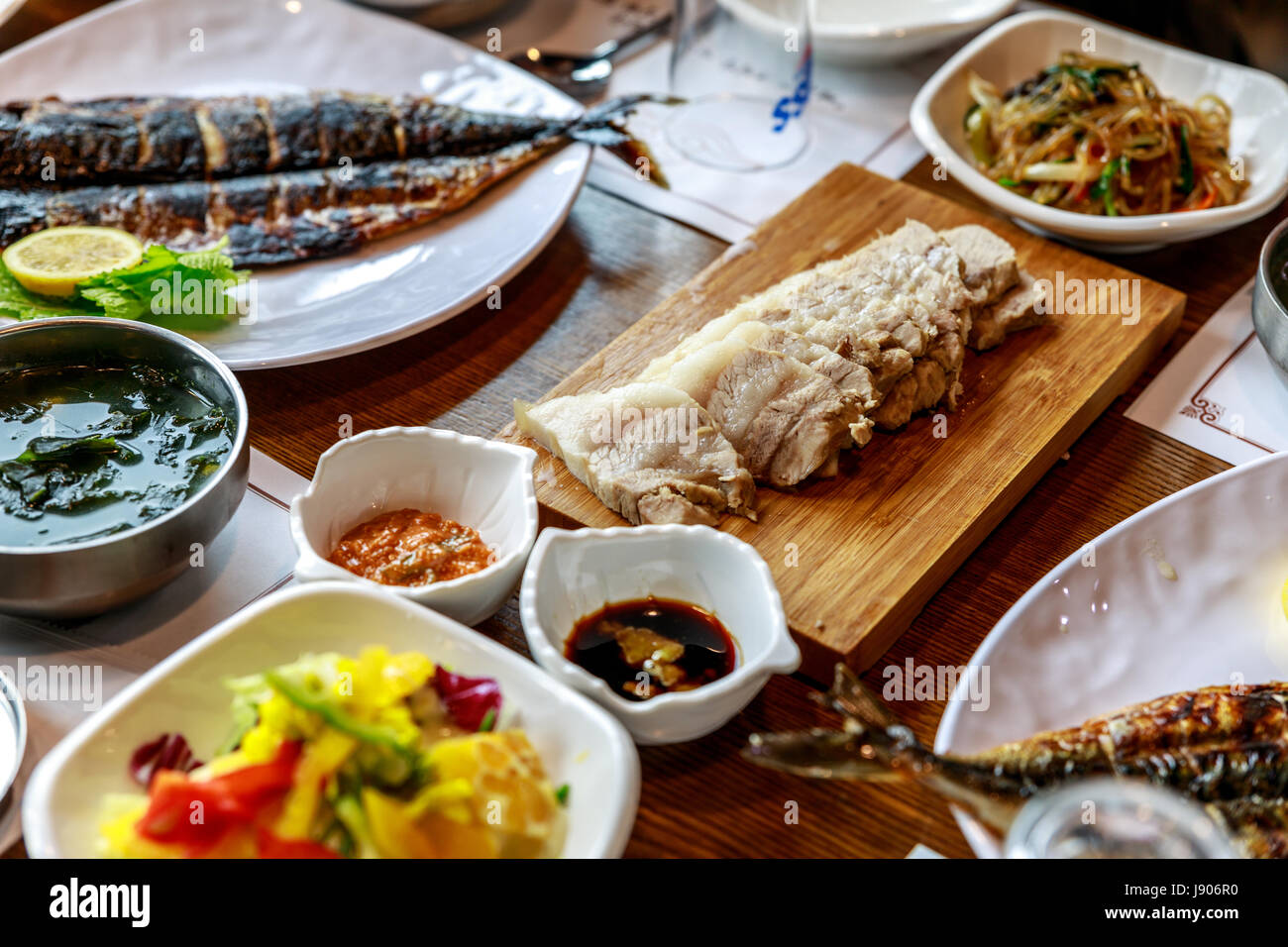Korean traditional food, Boiled meat, Bossam Stock Photo - Alamy