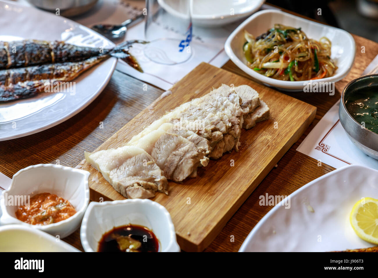 Korean traditional food, Boiled meat, Bossam Stock Photo - Alamy