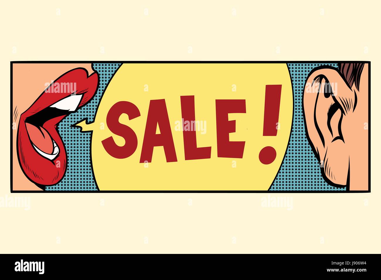 Rumors about a sale, pop art concept. Cartoon comic illustration retro ...