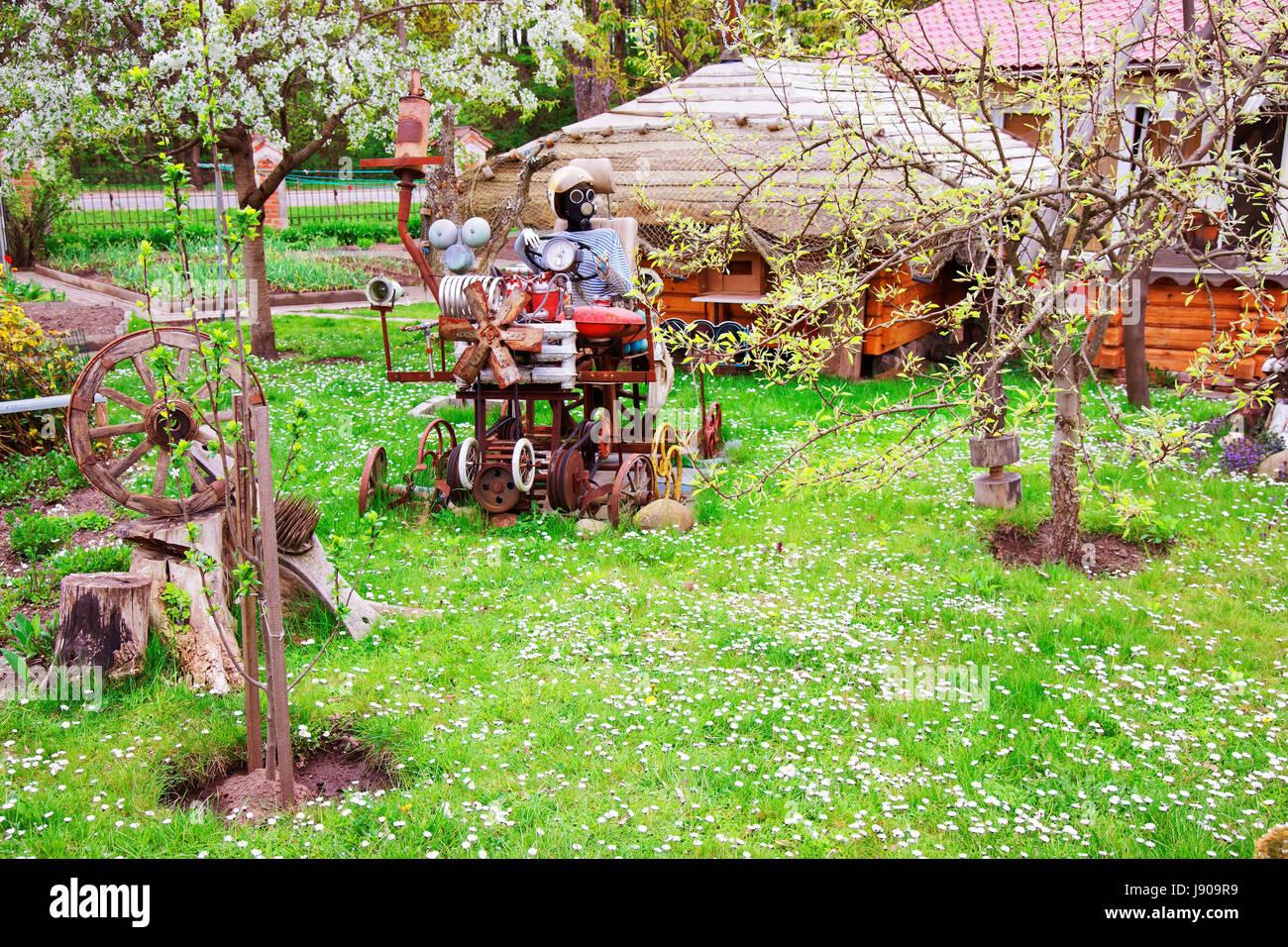 Vilnius, Lithuania - April 27, 2014: Iron figures of Traku Voke public ...