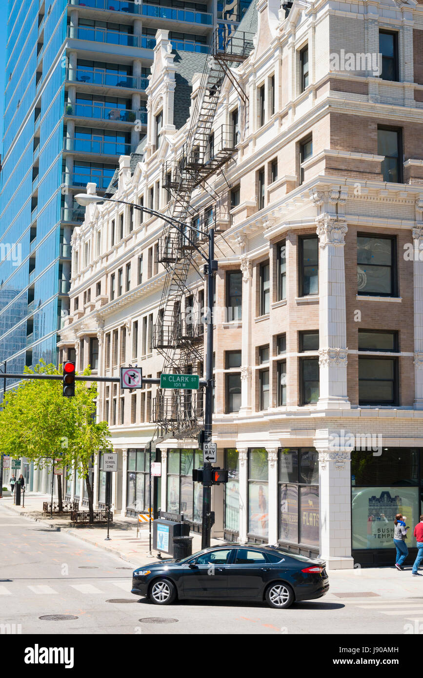 Chicago Illinois Near North Side street scene intersection corner ...