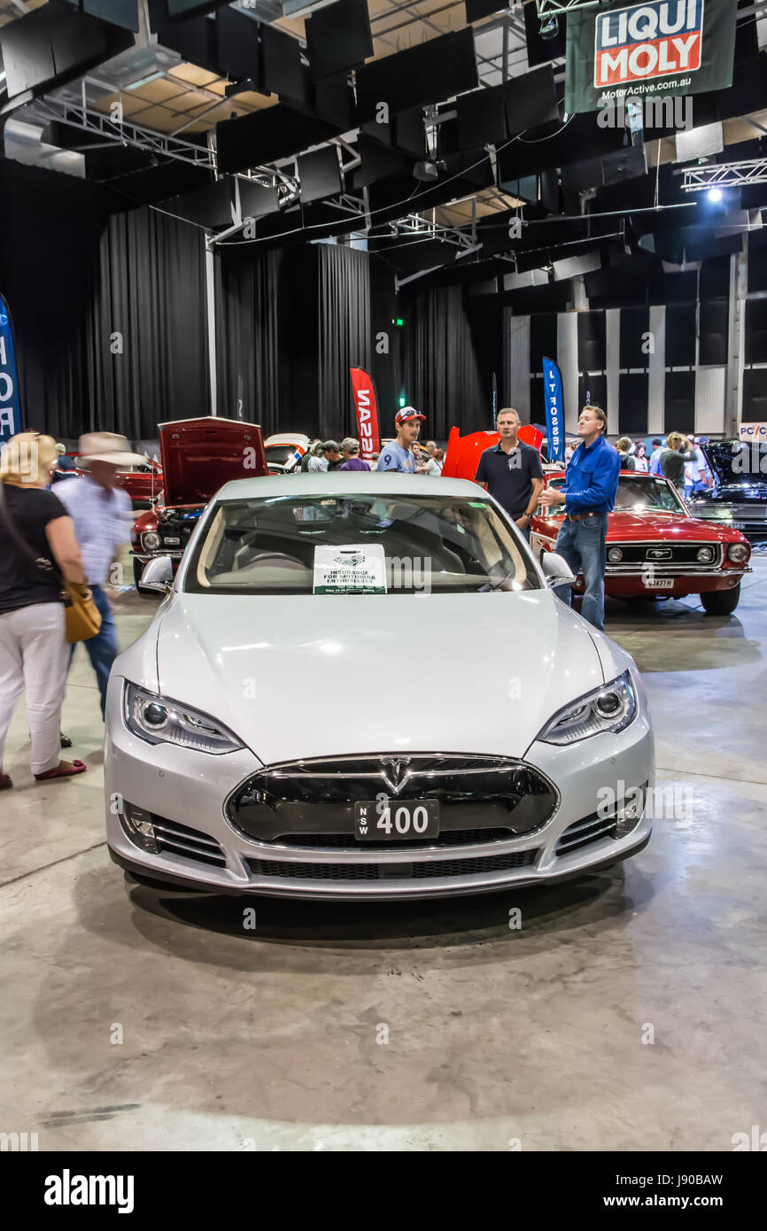Front View Tesla Model S Electric Car on display Tamworth Australia ...