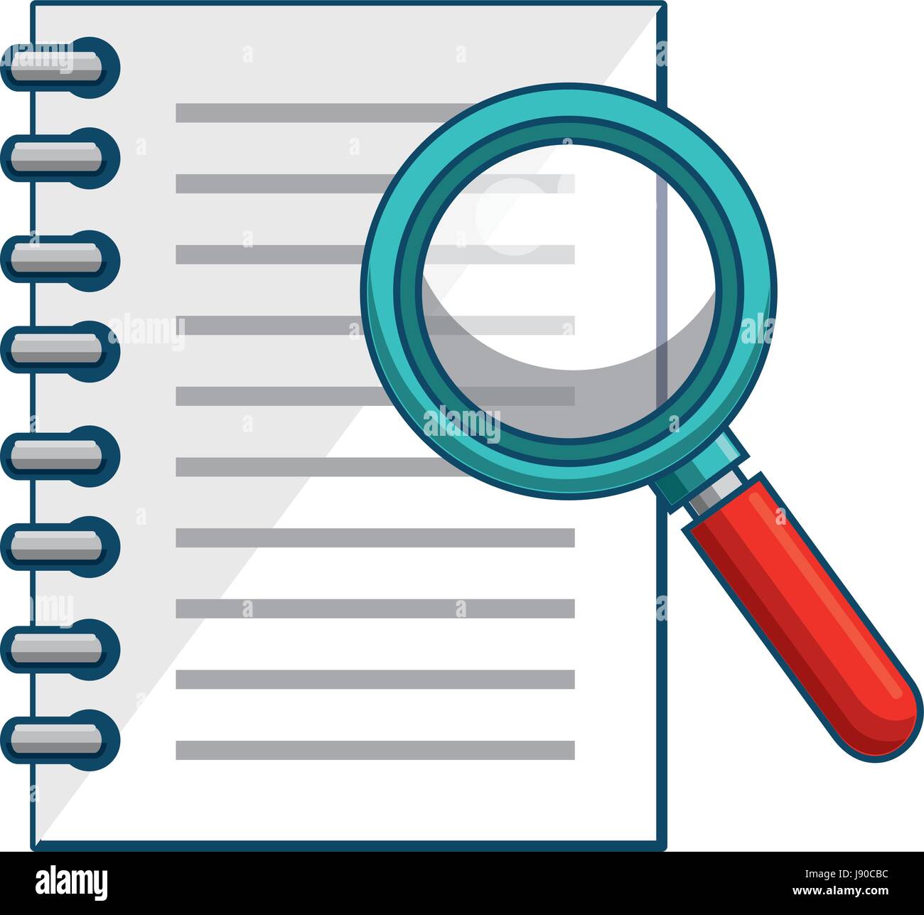 note book with magnifying glass Stock Vector Image & Art - Alamy