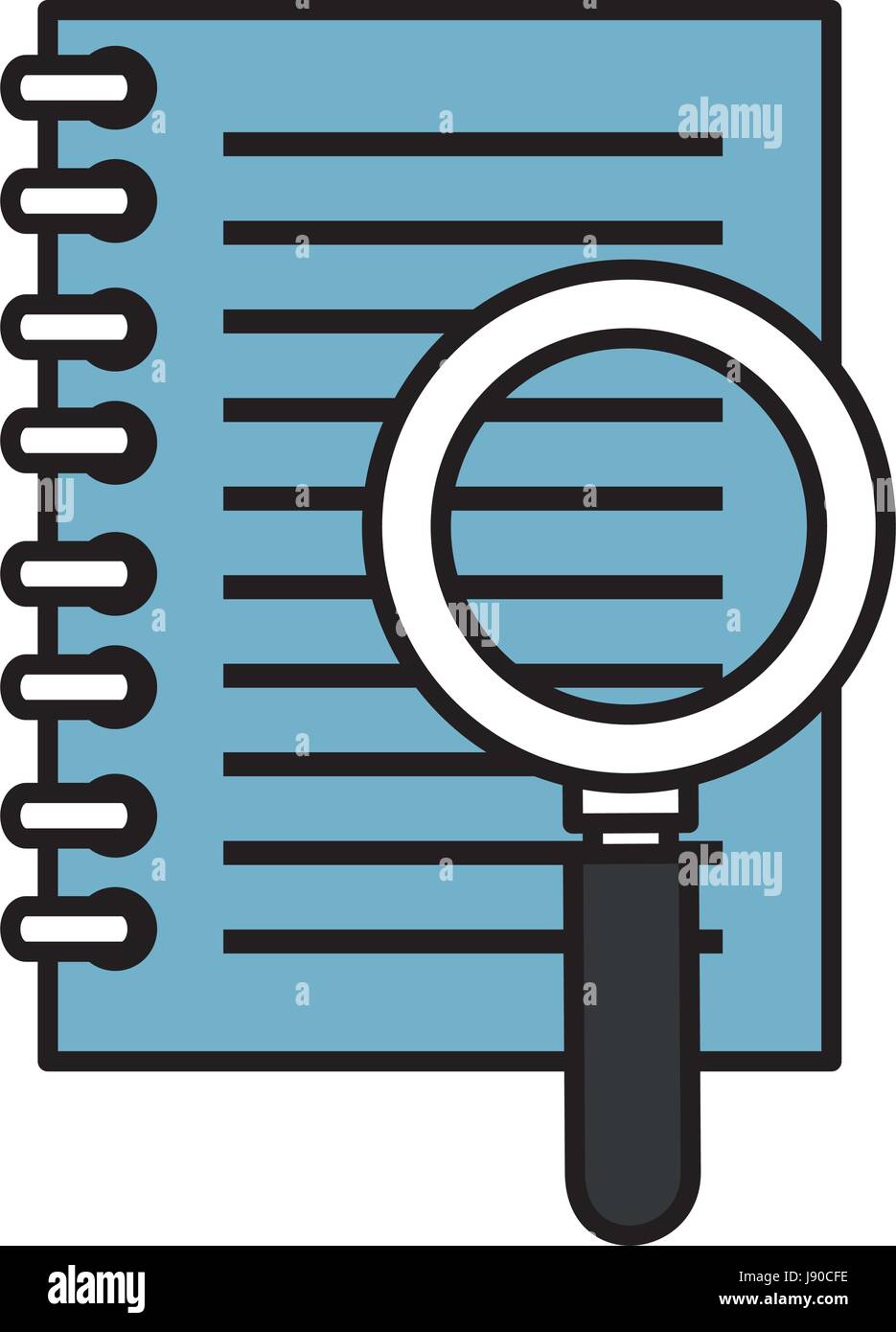 note book with magnifying glass Stock Vector Image & Art - Alamy
