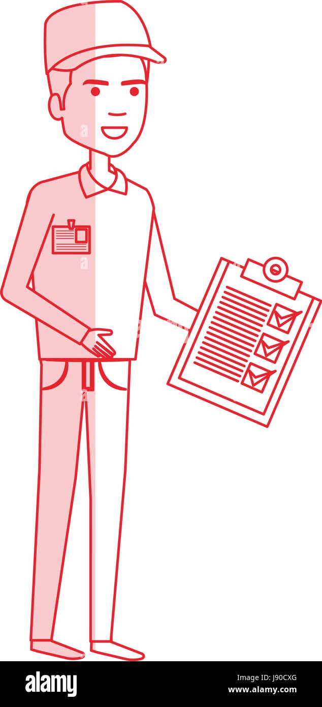 Checklist deliveryman Stock Vector Images - Alamy