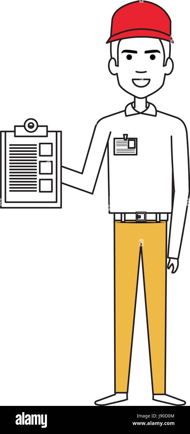 Checklist deliveryman Stock Vector Images - Alamy