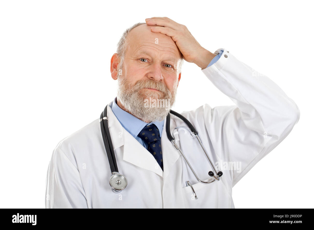Picture of a doctor having serious problems - isolated background Stock ...