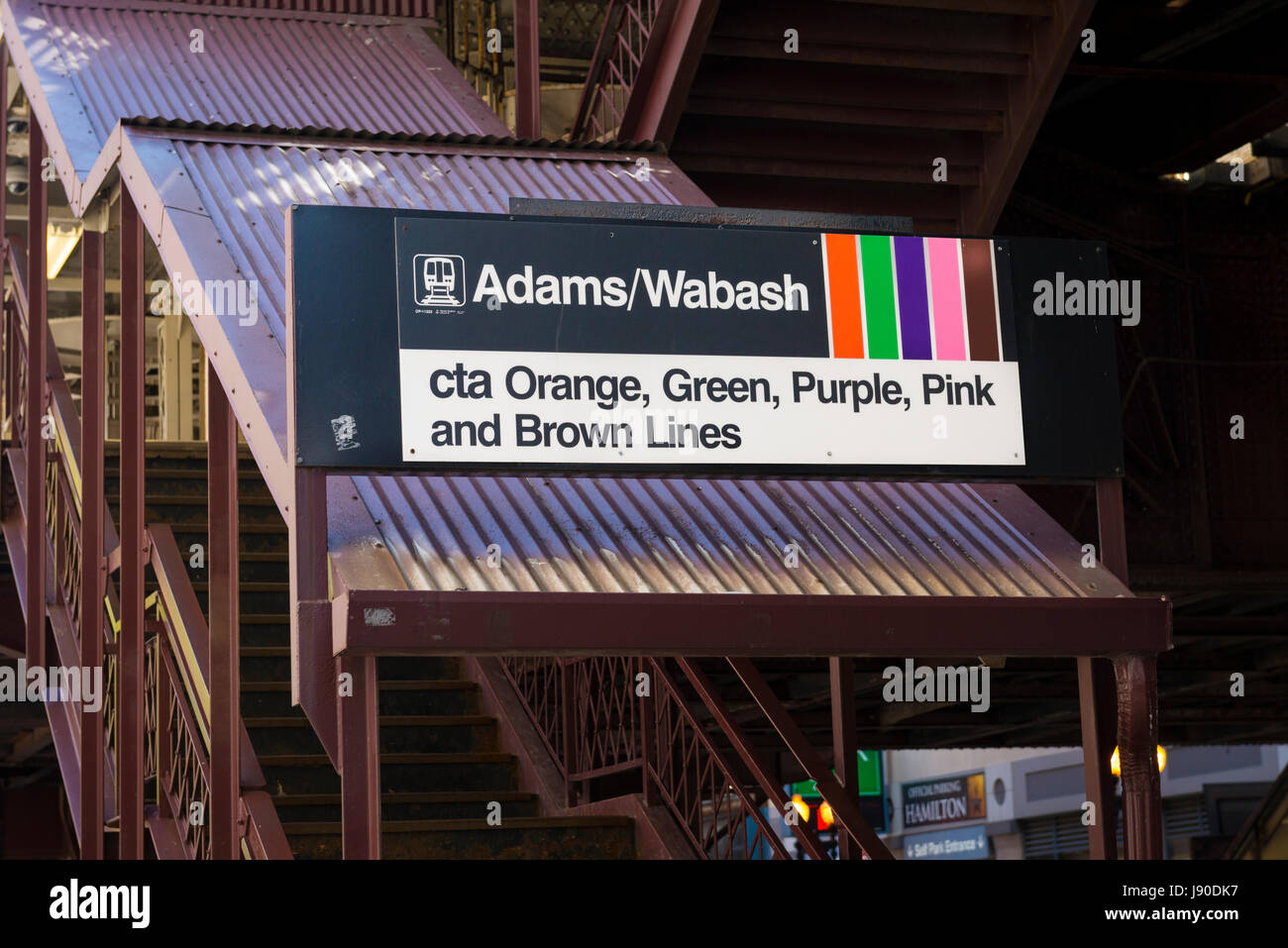 Chicago Illinois South Loop Wabash Avenue Wabash/Adams station sign for ...