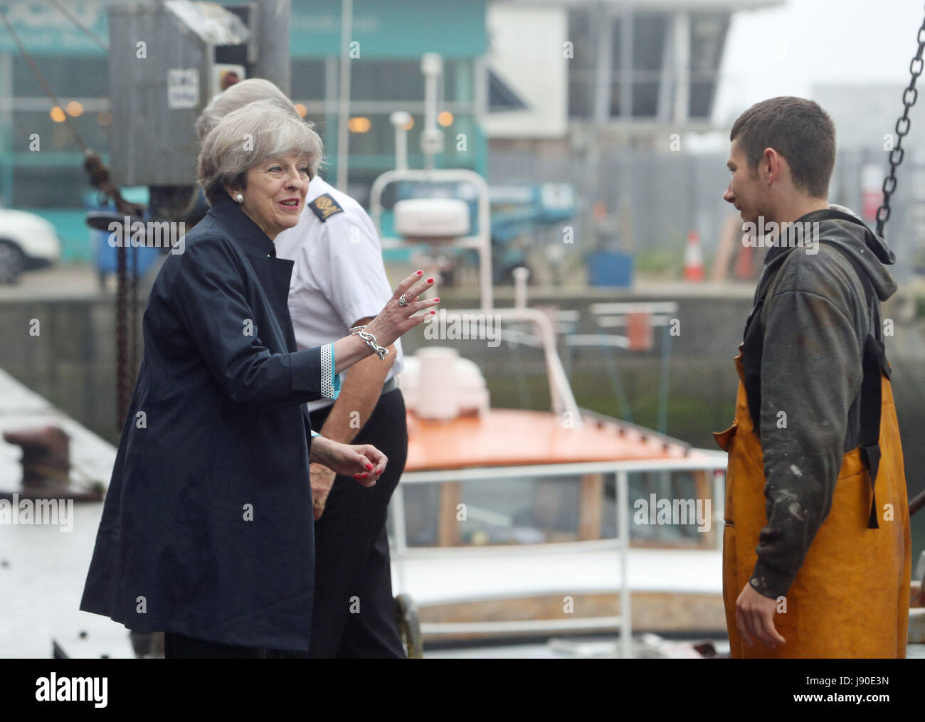 Prime Minister Theresa May meets Carl Hatton during a General Election ...