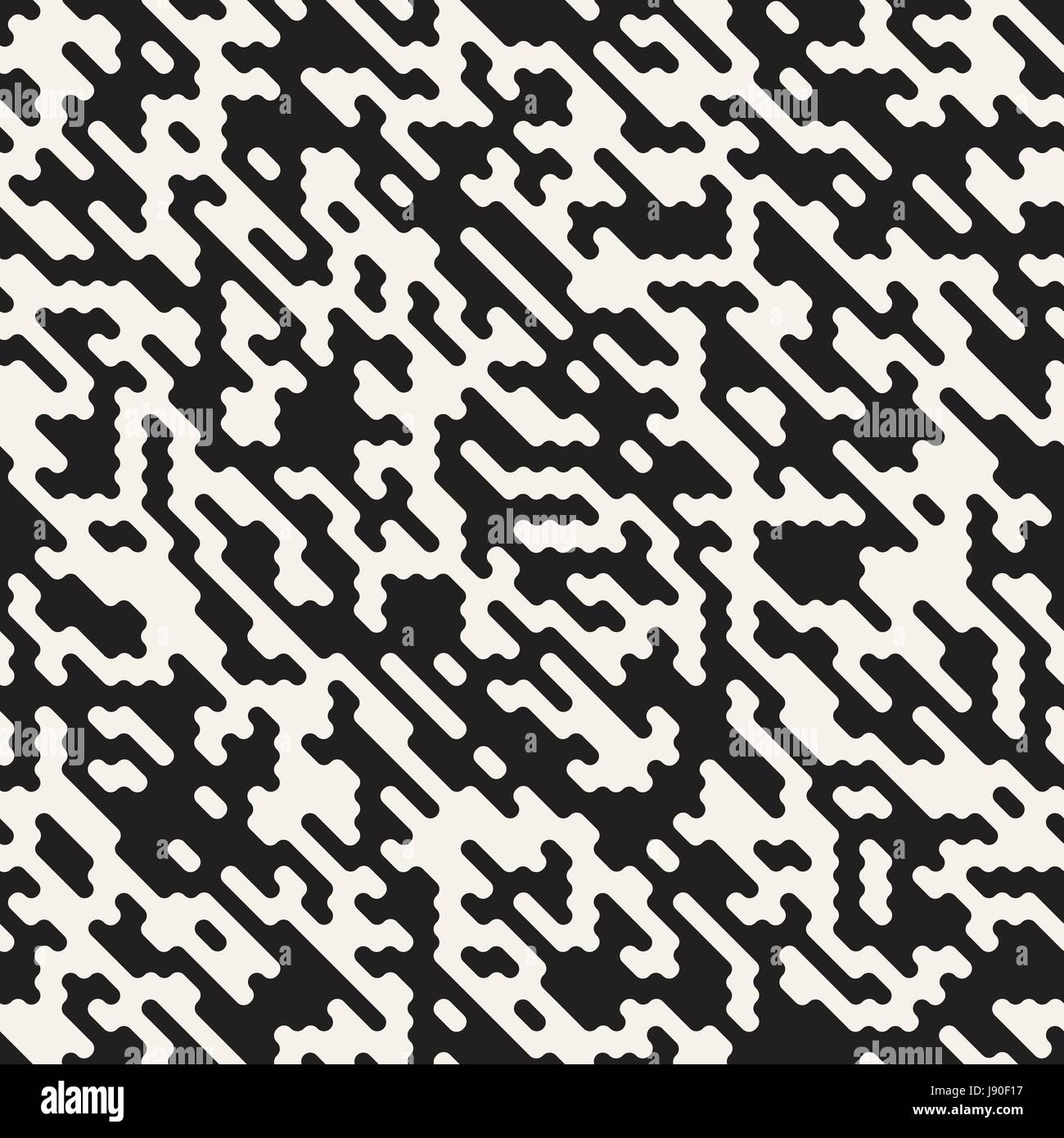 Vector Seamless Black And White Irregular Lines Grid Pattern. Trendy ...