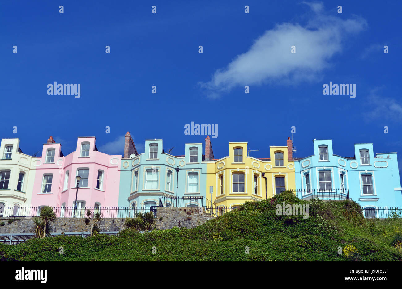 Colourful Houses In The Welsh Town Of Tenby, UK Stock Photo - Alamy