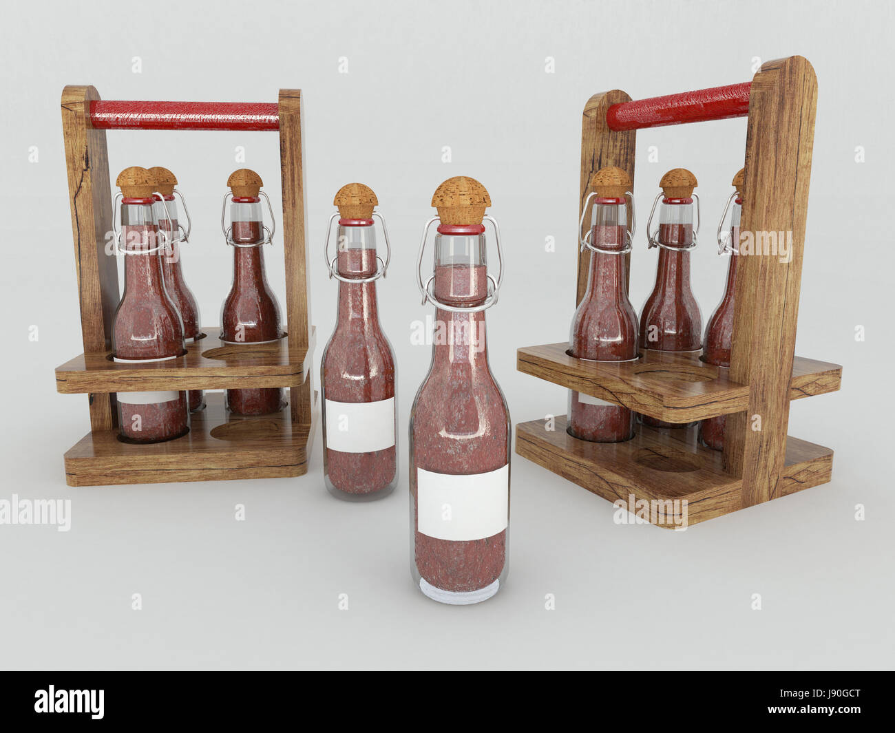 3D render of Chilli sauce in glass bottles Stock Photo - Alamy