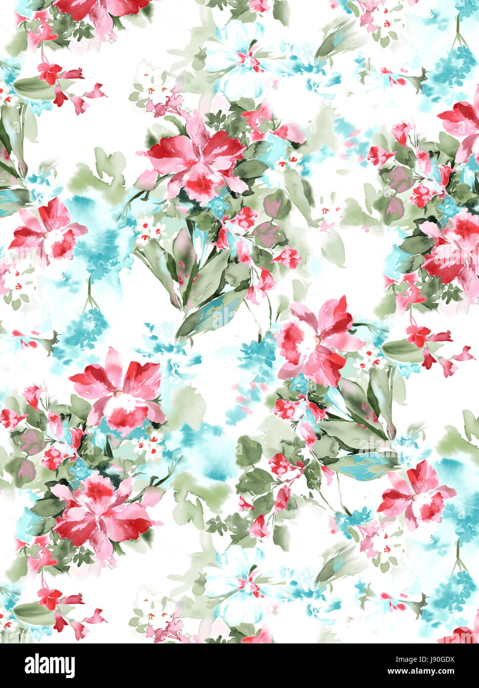 Floral painting on white background Stock Photo - Alamy