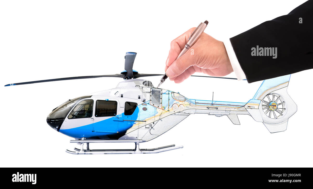 hand of business man writing on helicopter use for high class ...