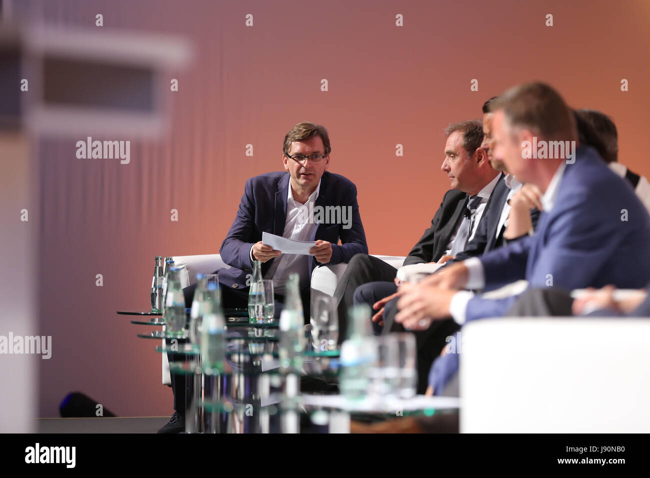 Claus Strunz (L), Journalist und Moderator, bei der Eroeffnung ANGA COM ...