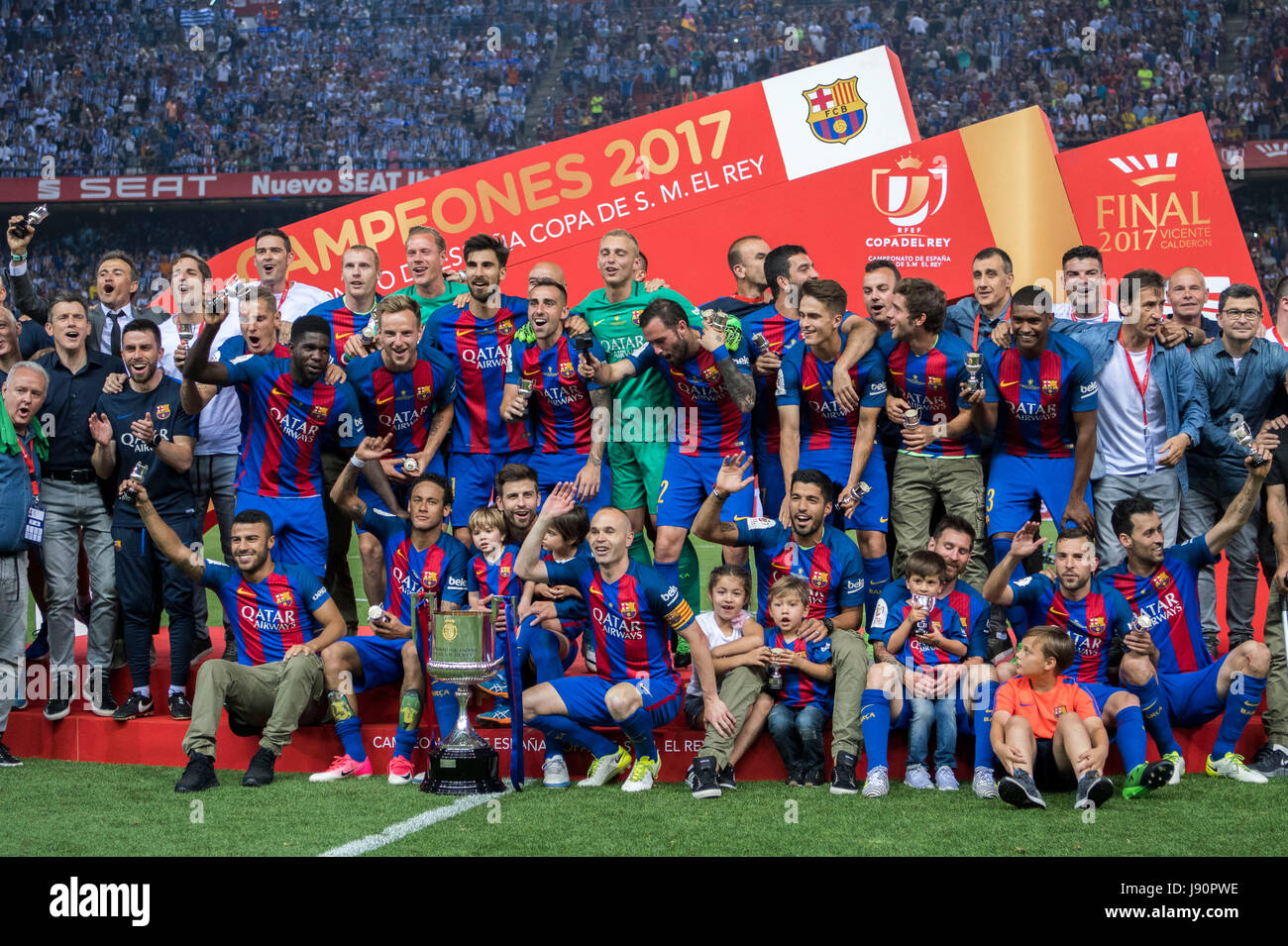 Madrid, Spain. 27th May, 2017. Barcelona team group Football/Soccer ...