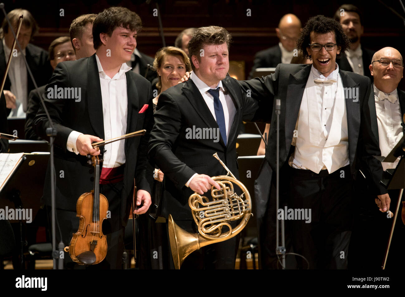 American conductor Jonathon Heyward (right) conducts concert of Prague ...