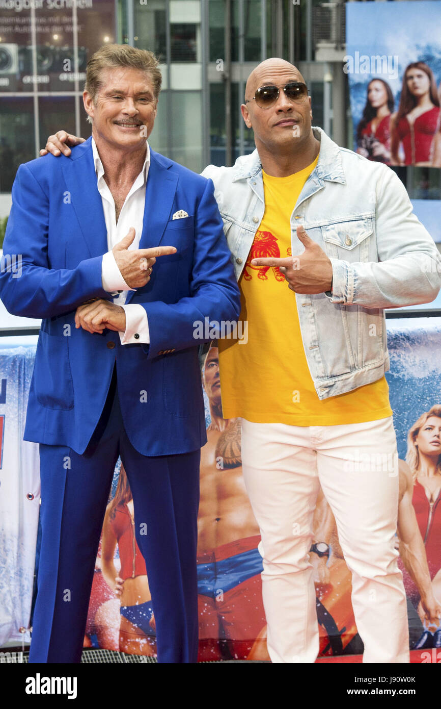 Berlin, Germany. 30th May, 2017. David Hasselhoff and Dwayne Johnson at ...