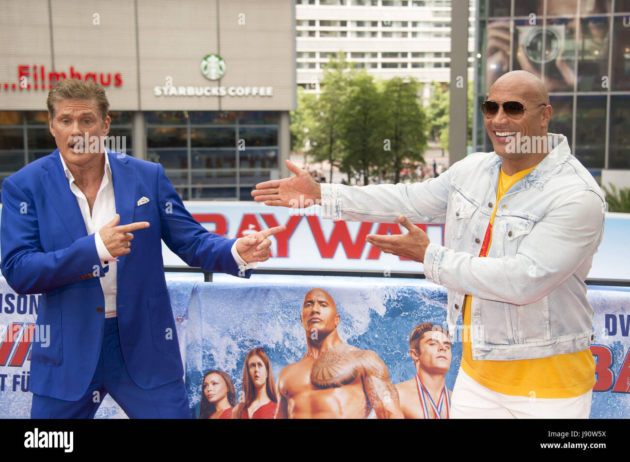Berlin, Germany. 30th May, 2017. David Hasselhoff and Dwayne Johnson at ...