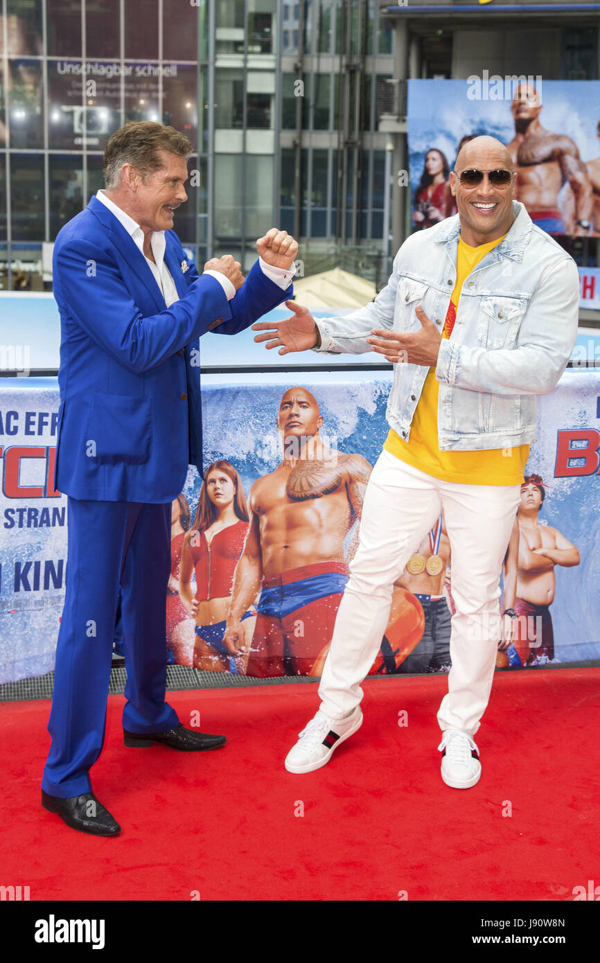 Berlin, Germany. 30th May, 2017. David Hasselhoff and Dwayne Johnson at ...