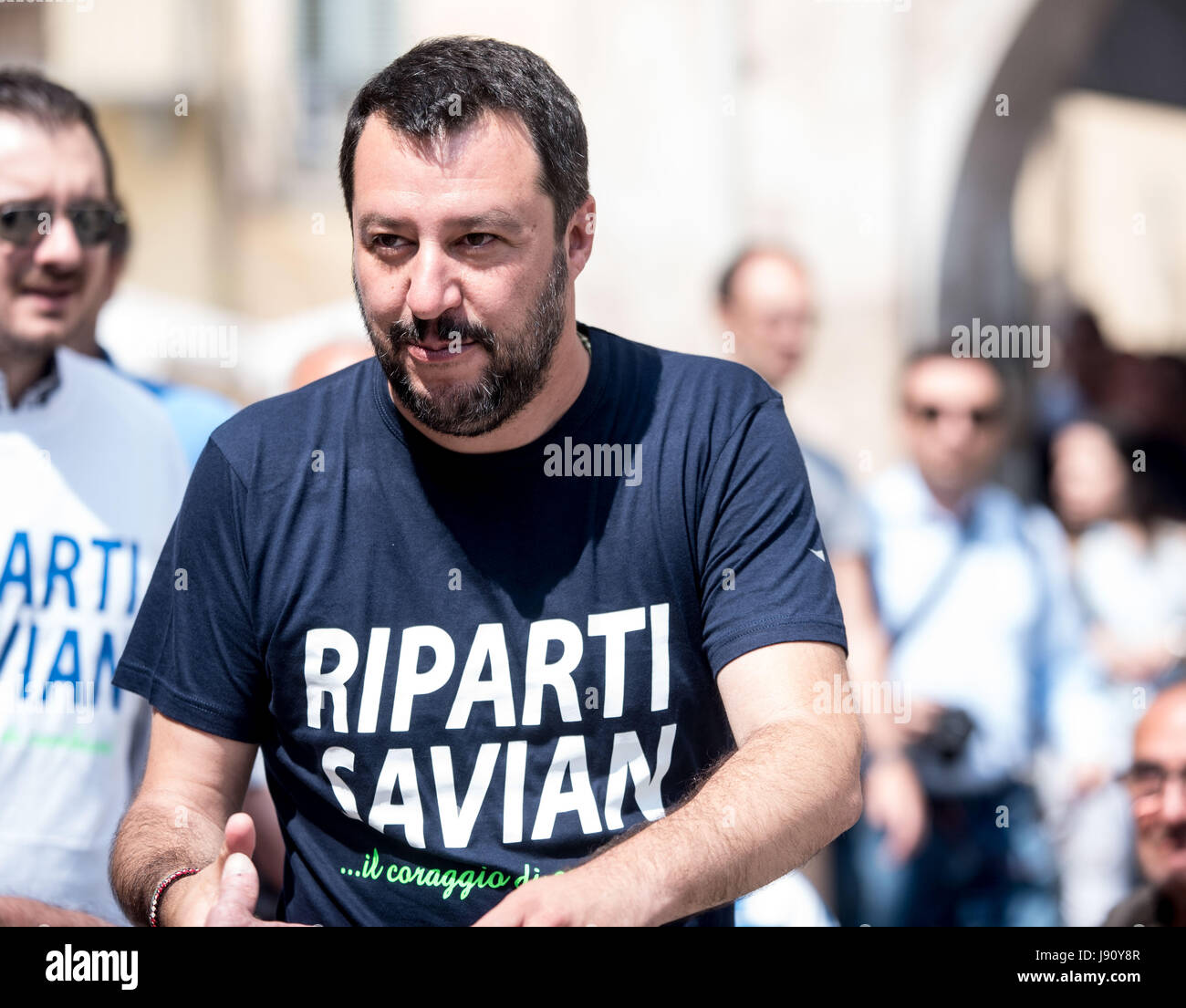 Savigliano, Italy 31th may 207 The italian politic Matteo Salvini ...