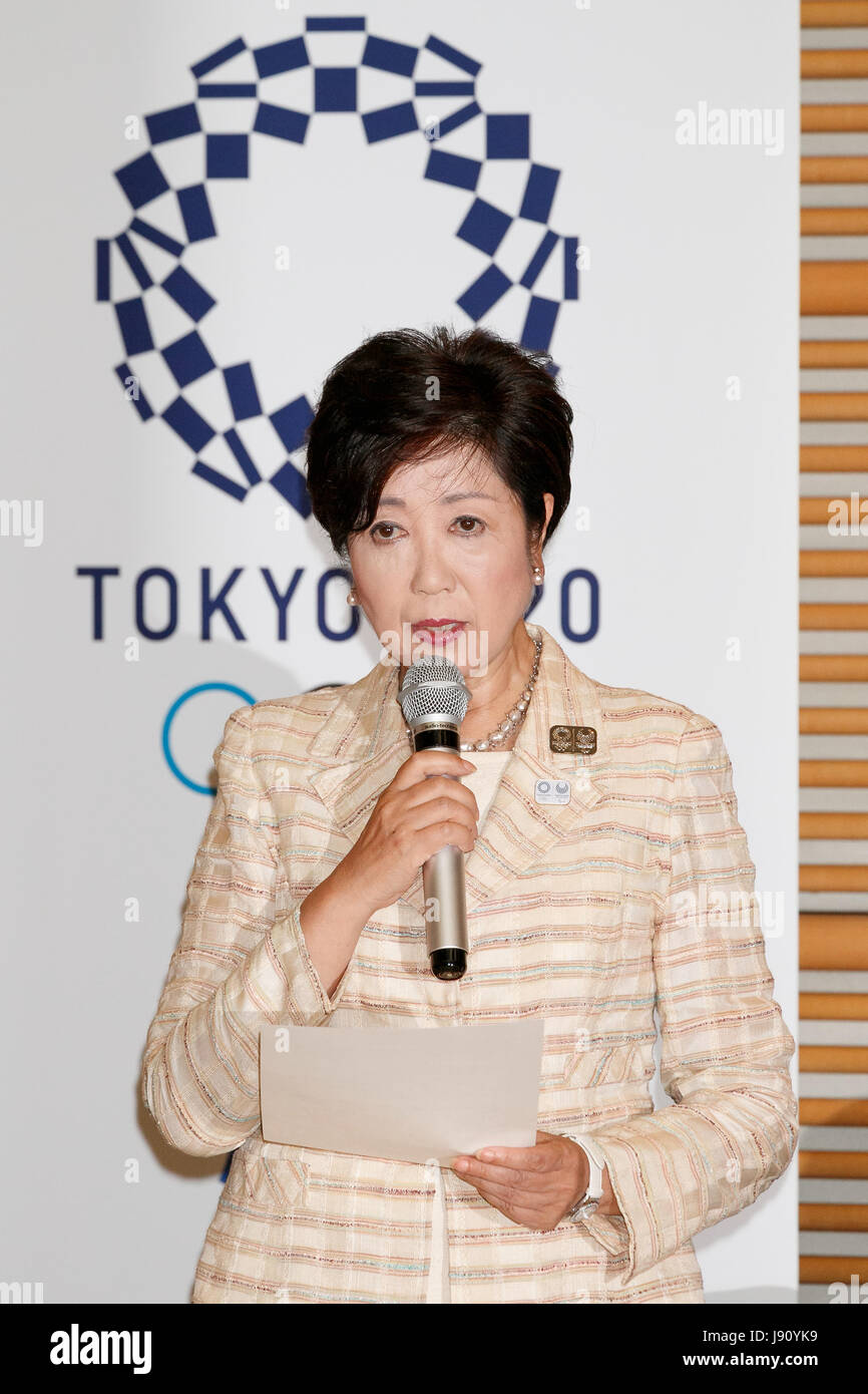 Tokyo Governor Yuriko Koike speaks during a meeting with local ...