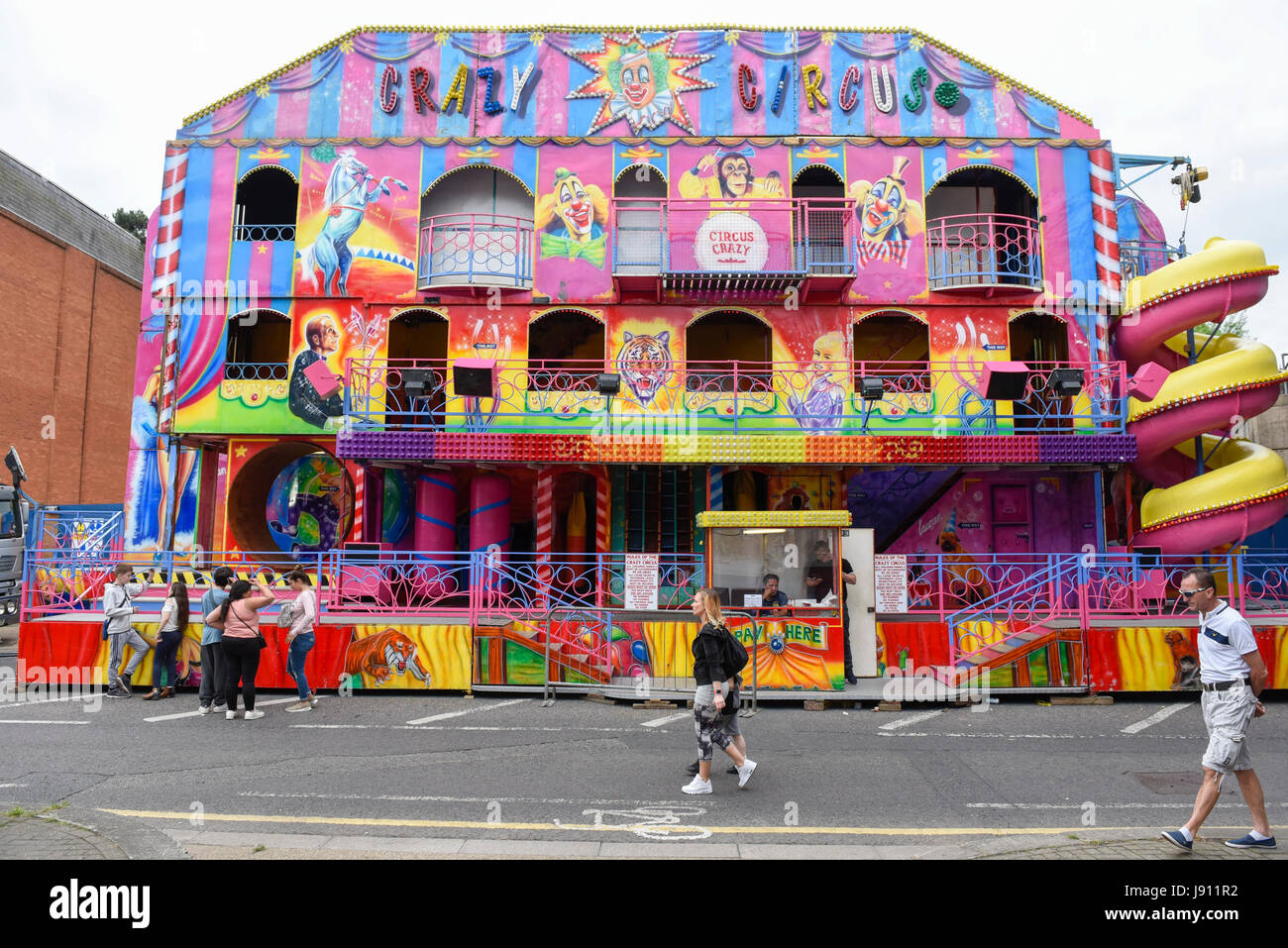 London, UK. 31 May 2017. A Crazy Circus stall awaits customers ...
