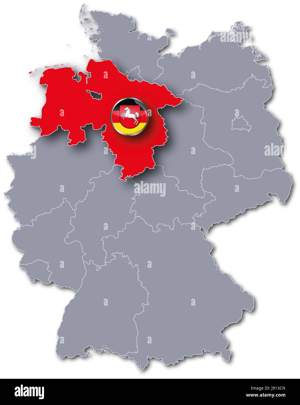 flag, card, lower saxony, state, land, realty, ground, atlas, map of ...
