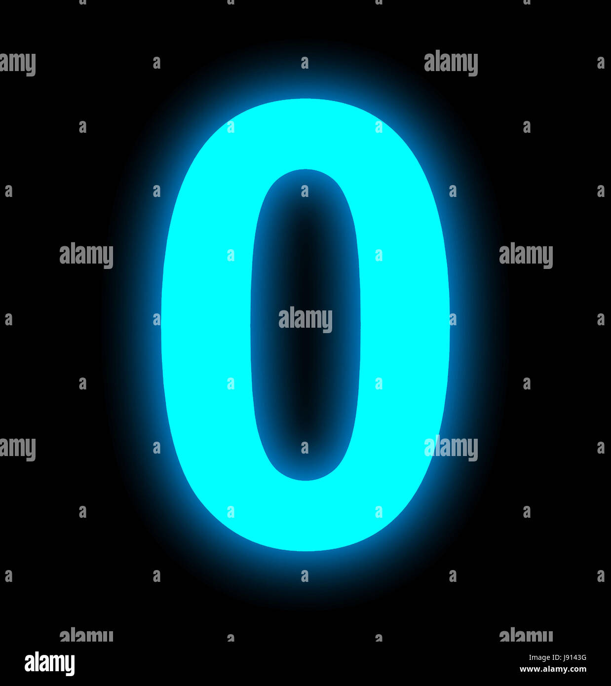 number 0 neon light full isolated on black background Stock Photo - Alamy