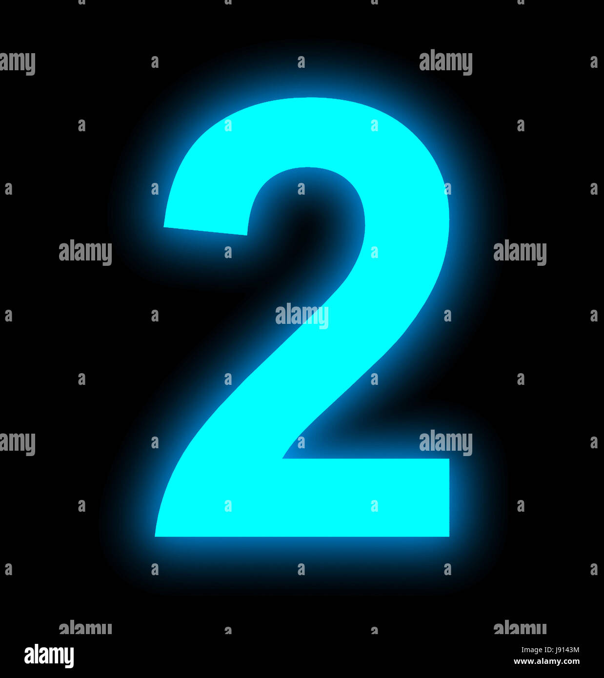 number 2 neon light full isolated on black background Stock Photo - Alamy
