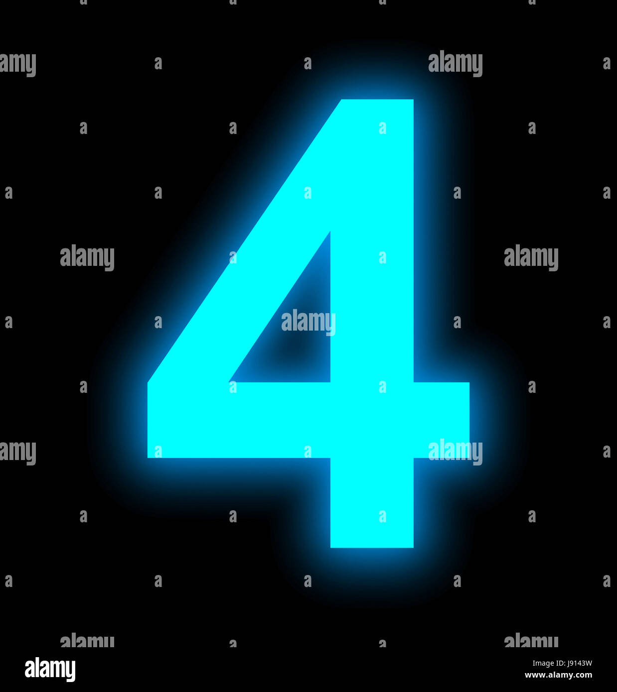 number 4 neon light full isolated on black background Stock Photo - Alamy